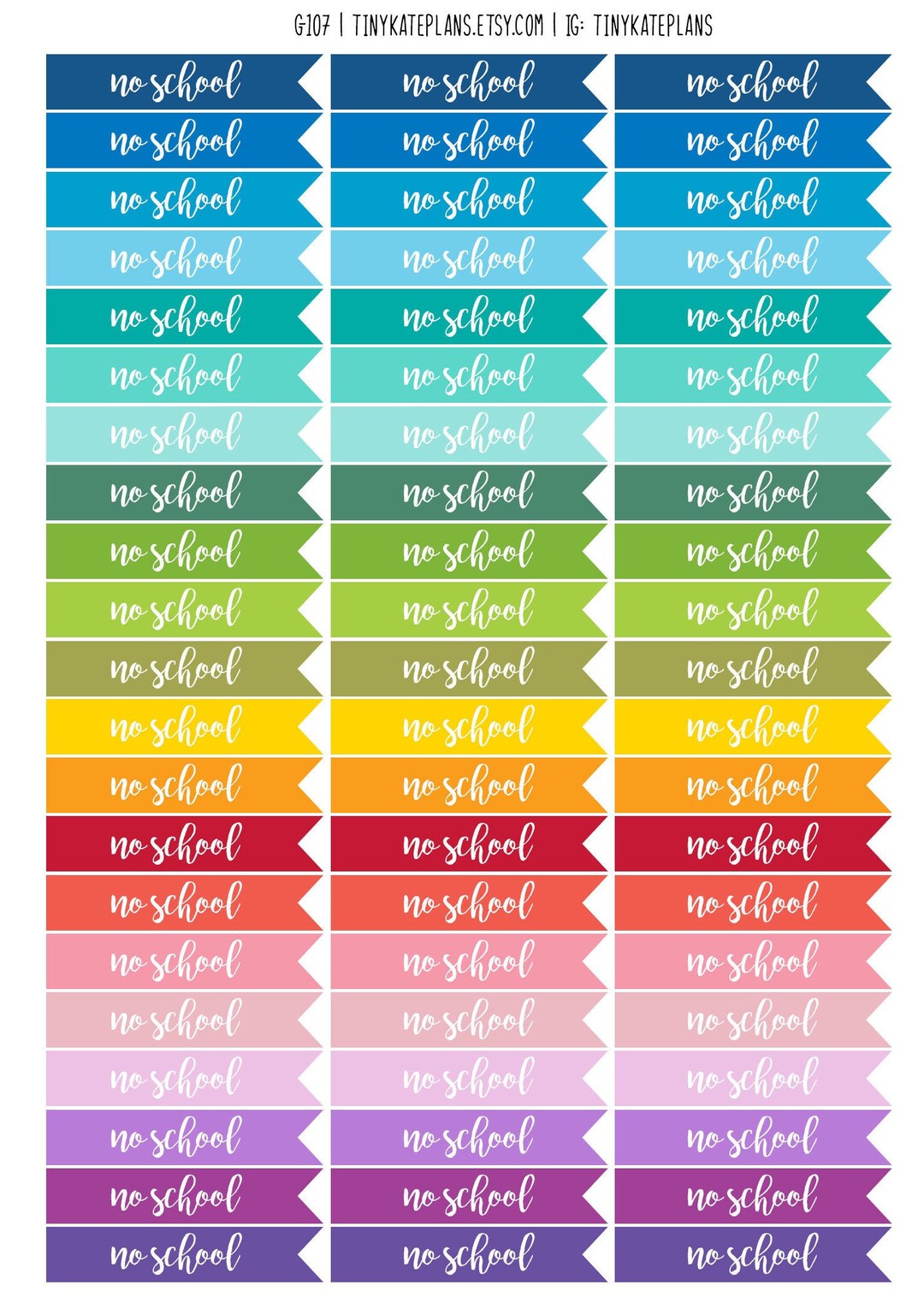63 No School Flag Stickers, Tiny School Planner Stickers, College ...