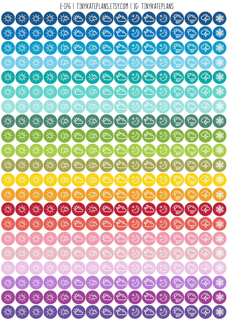 Tiny Weather Dot Planner Stickers Colorful Mini Dot Planner - Etsy