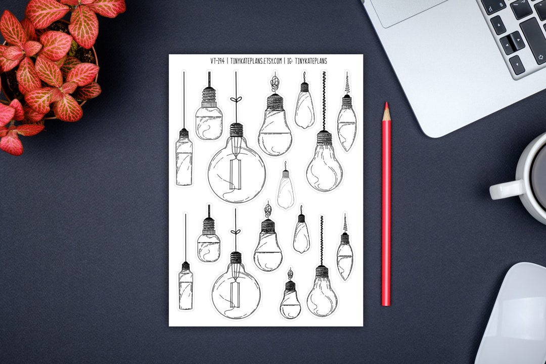Hanging Light Bulb Stickers, Vintage Inspired Light Stickers for Junk ...