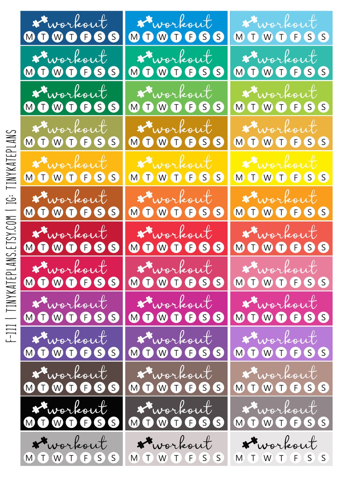 Weekly Workout Habit Tracker Planner Stickers Skinny Header - Etsy