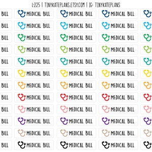 60 Medical Bill Payment Reminder Planner Stickers, Happy Planner Bill Payment Stickers, Bullet ...
