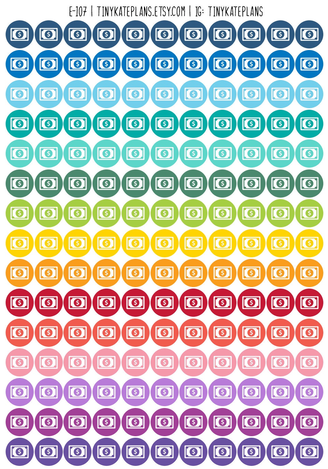 Tiny Dollar Dot Planner Stickers Colorful Mini Dot Money - Etsy