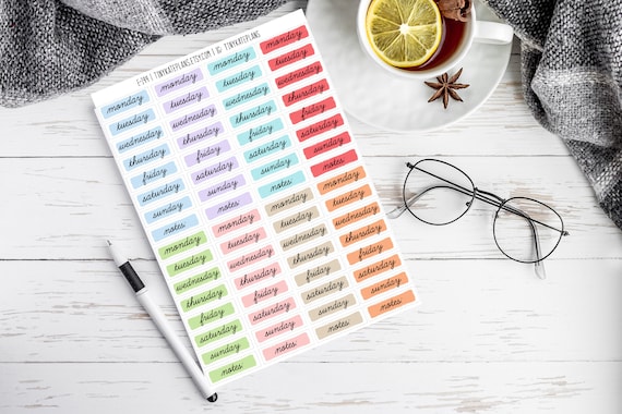 64 Tiny Days of the Week & Notes Planner Stickers Calendar | Etsy