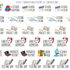 School Year Planner Sticker Kit, Tiny School Planner Stickers, Fieeld ...