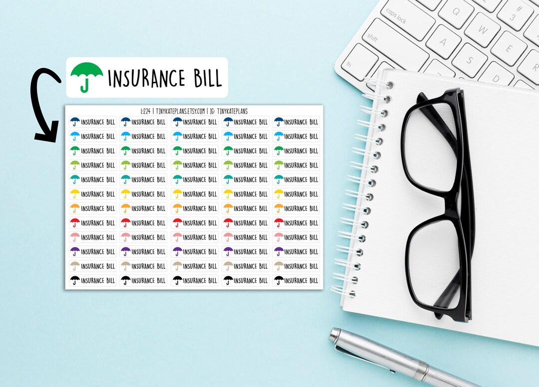 60 Insurance Payment Reminder Planner Stickers, Happy Planner Bill ...