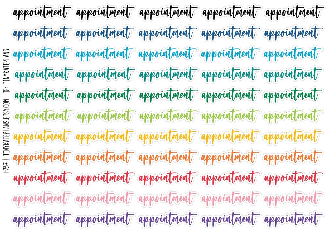55 Appointment Script Planner Stickers, Appointment EC Life Planner Stickers, Appointment Word ...