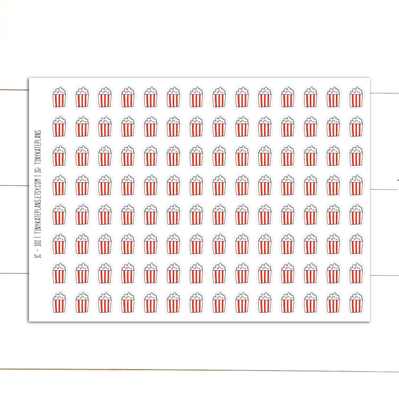 112 Popcorn Icon Planner Stickers, Movie Theater Planner Stickers ...