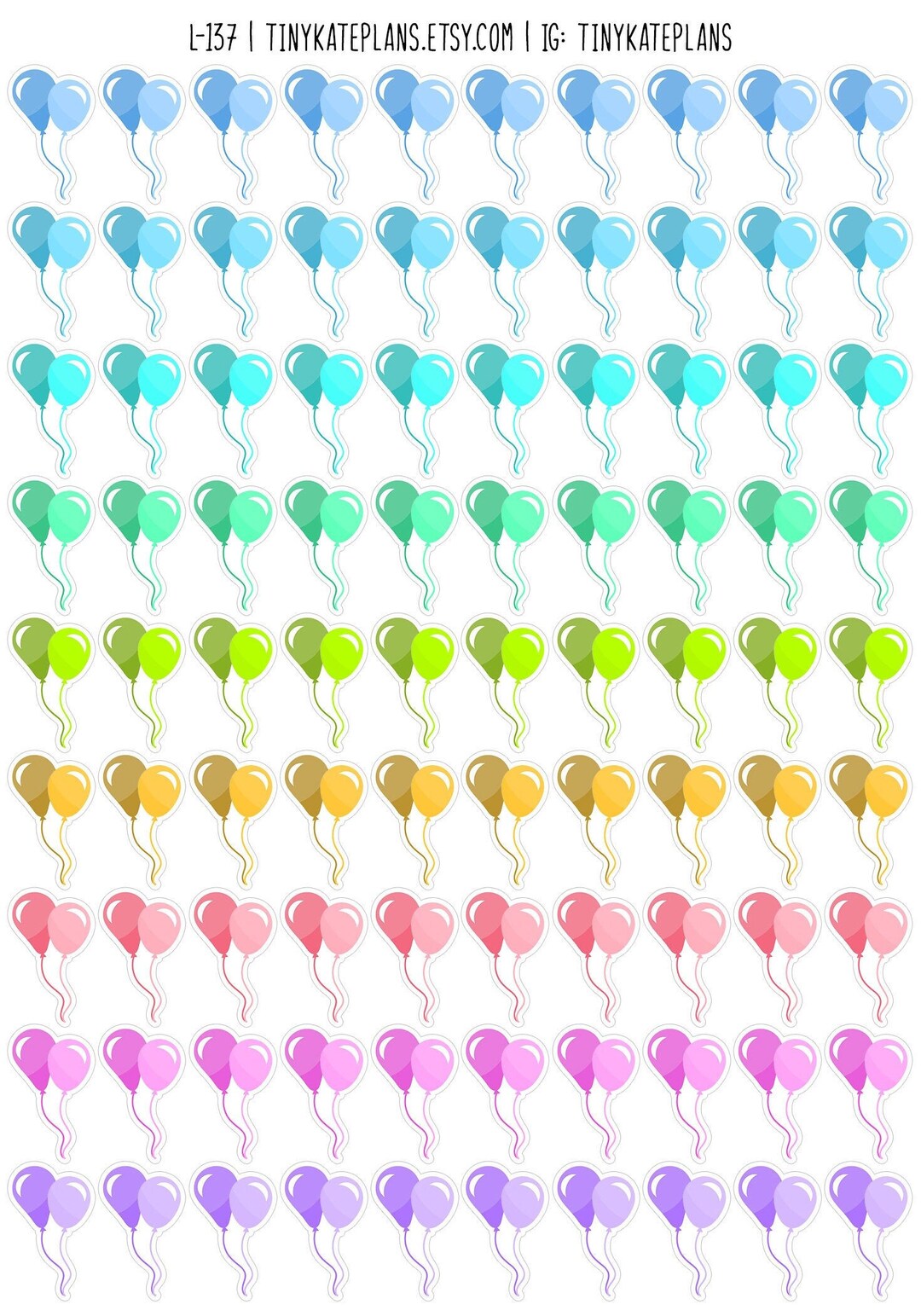 90 Balloon Planner Stickers, Tiny Birthday Planner Stickers ...