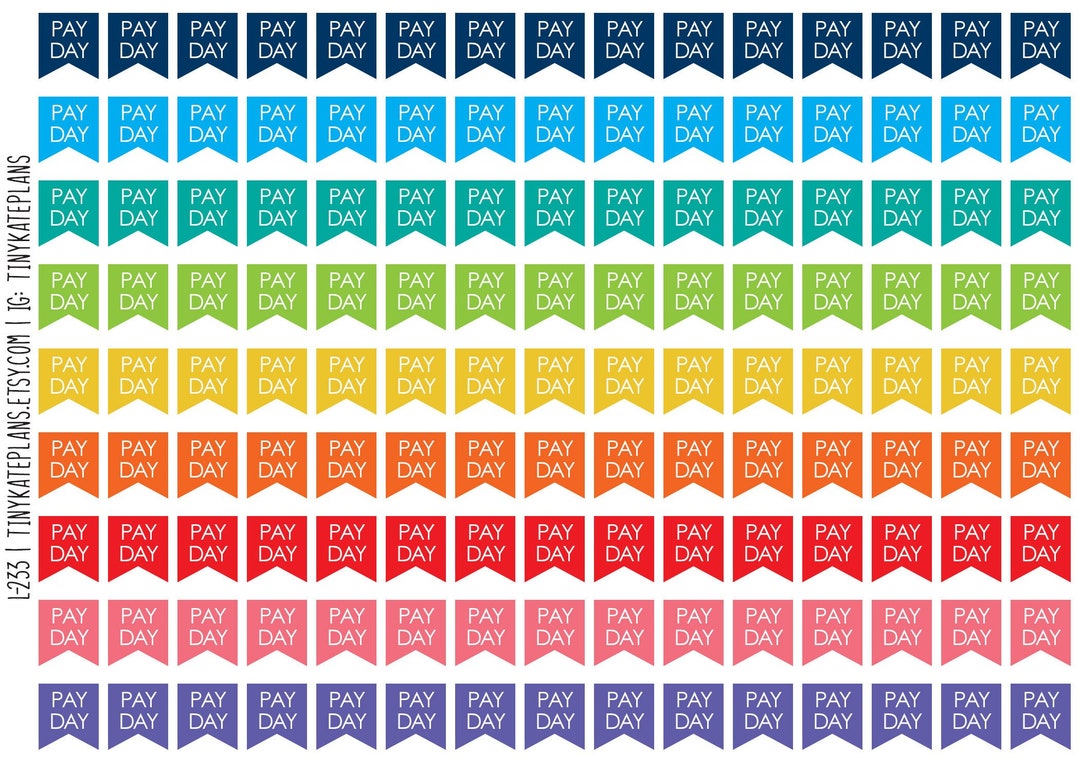 135 Payday Flag Tiny Planner Stickers, Pay Day Tiny Planner Stickers ...