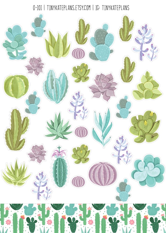 Cacti Planner Stickers Tiny Floral Planner Stickers | Etsy