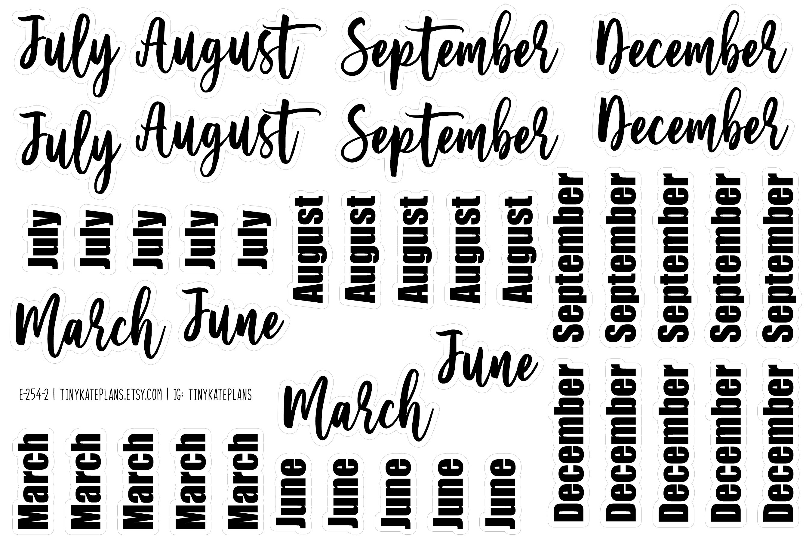 Big Month Title Weekly Planner Sticker Kit, Month Titles Bullet Journal ...