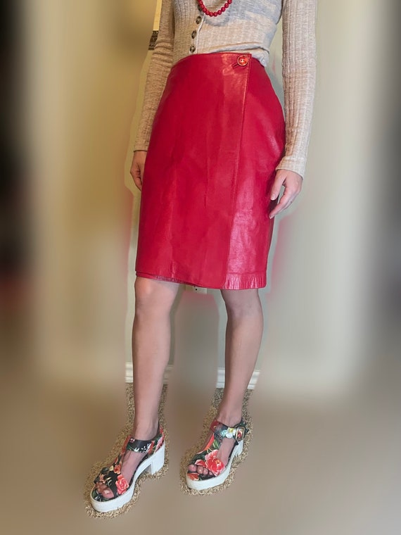 Candy Apple Leather Skirt - Gem