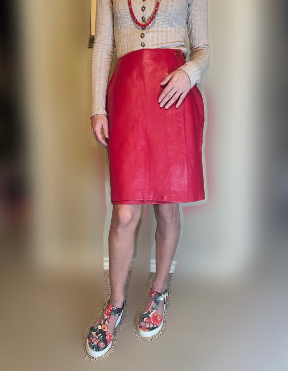 Candy Apple Leather Skirt - Gem
