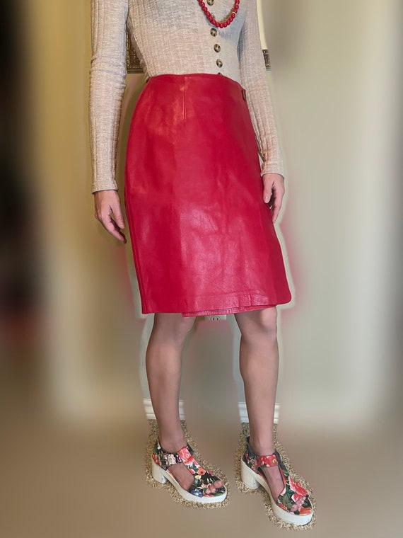 Candy Apple Leather Skirt - Gem