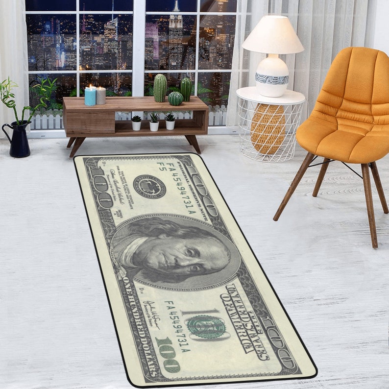 Ben Franklin US 100 Dollar Bill Area Rug With Black Binding 7'x3'3'' - Etsy