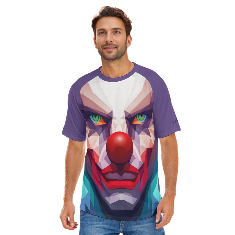 Evil Clown Face Geometric Symmetry Halloween Cosplay Unisex O-neck ...