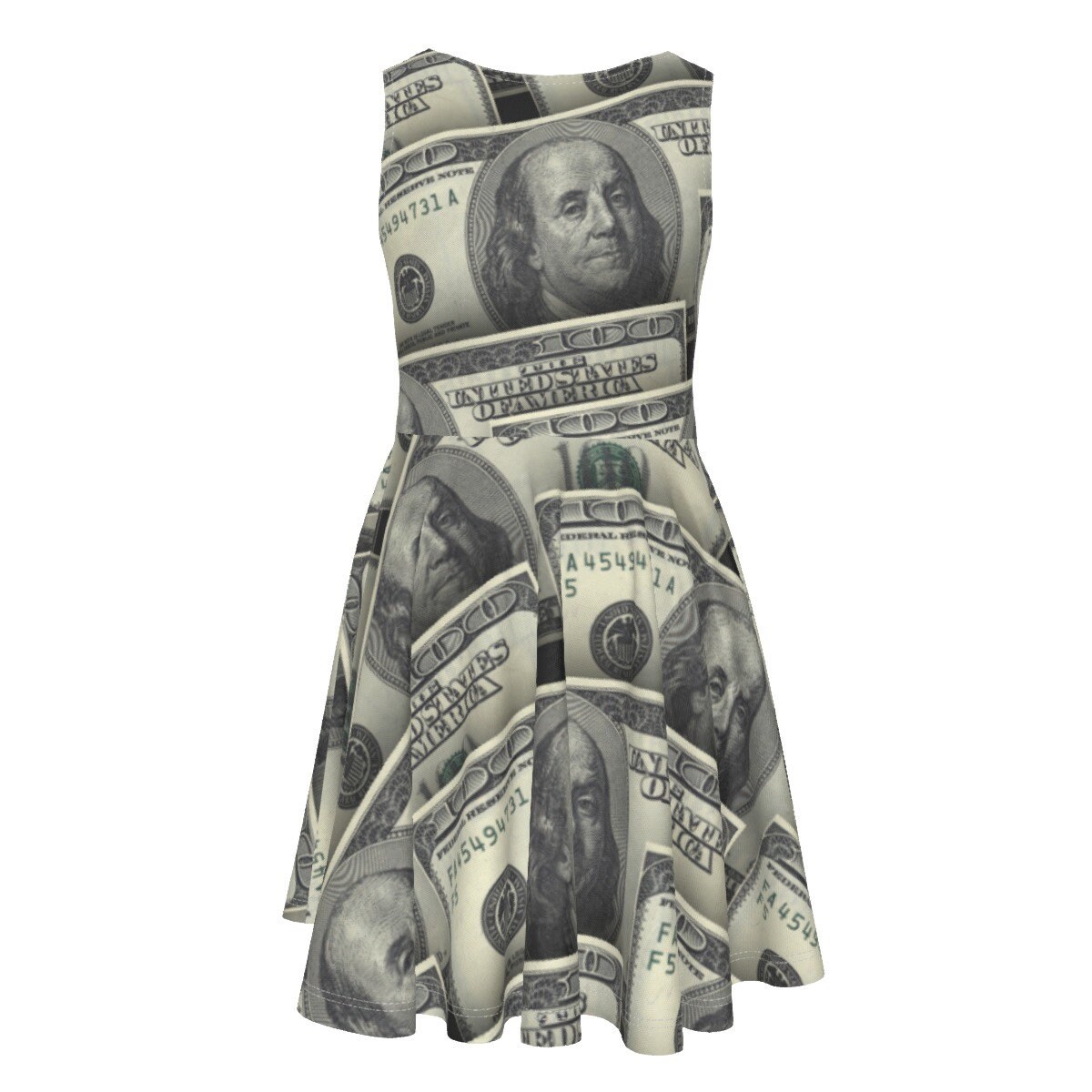 Girl's Money Sleeveless Tank Sundress Youth Dress Ben Franklin Cash ...