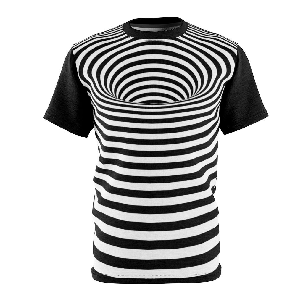 Optical Illusion Shirt Warped Horizontal Stripes Futuristic - Etsy