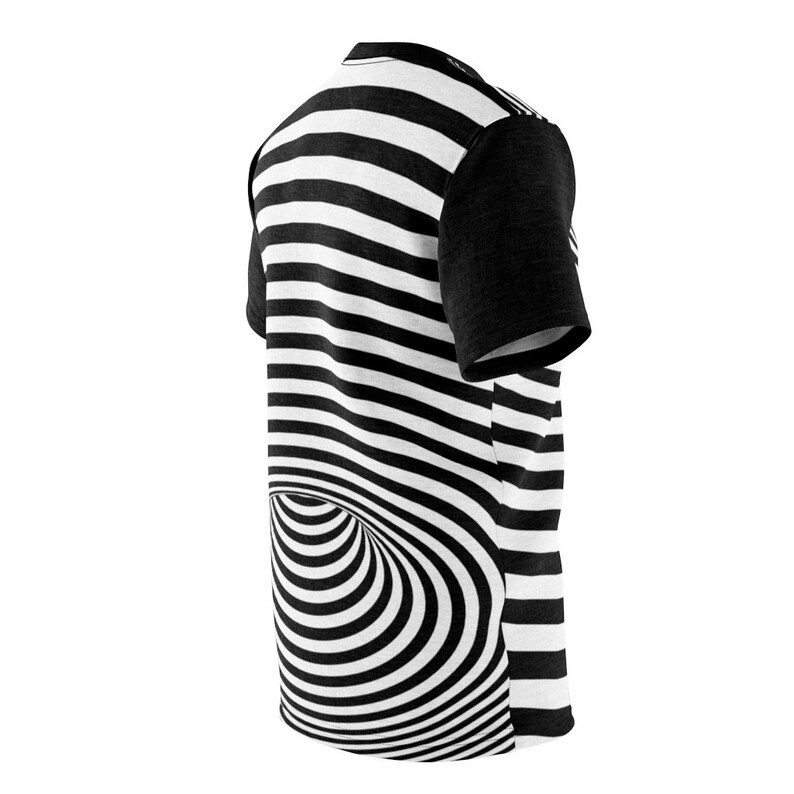 Optical Illusion Shirt Warped Horizontal Stripes Futuristic Clothing ...