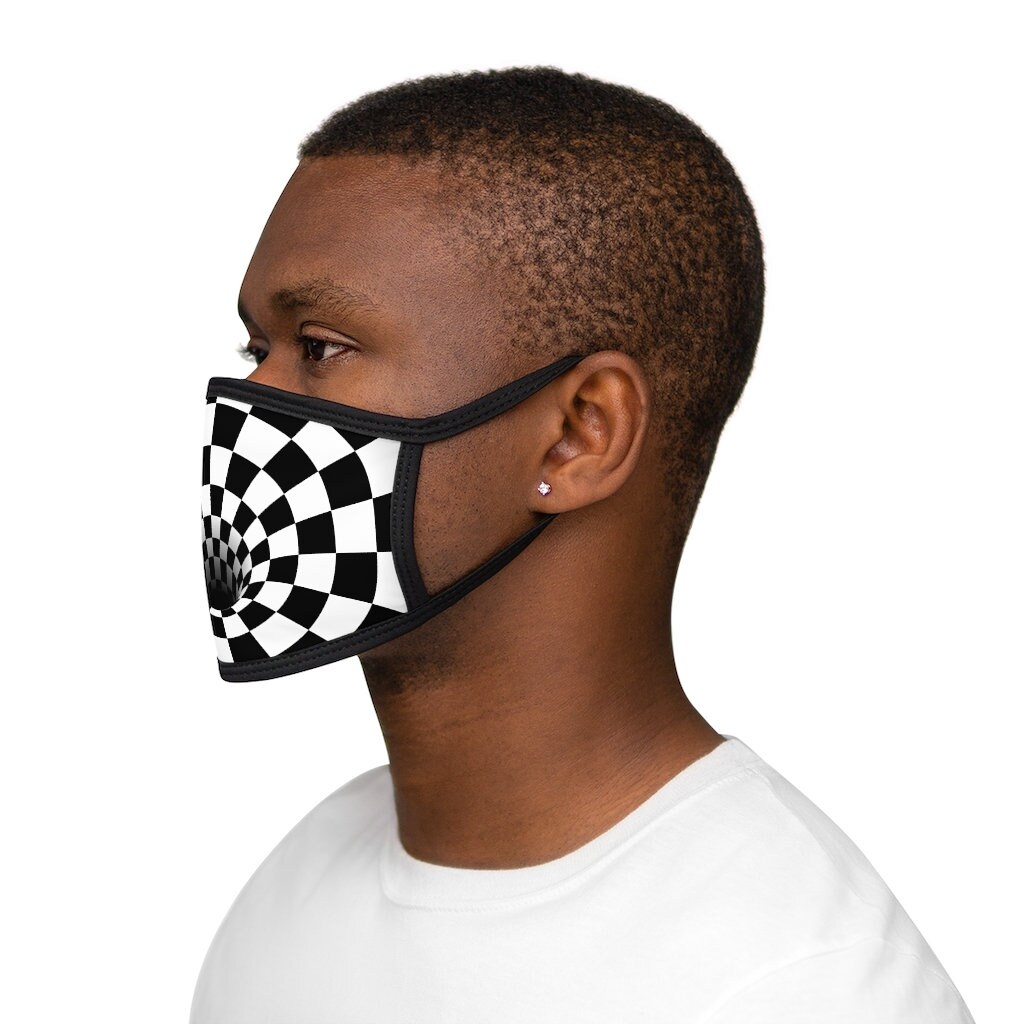 Optical Illusion Mask Checkerboard Chess Black Hole Portal Modern Art ...