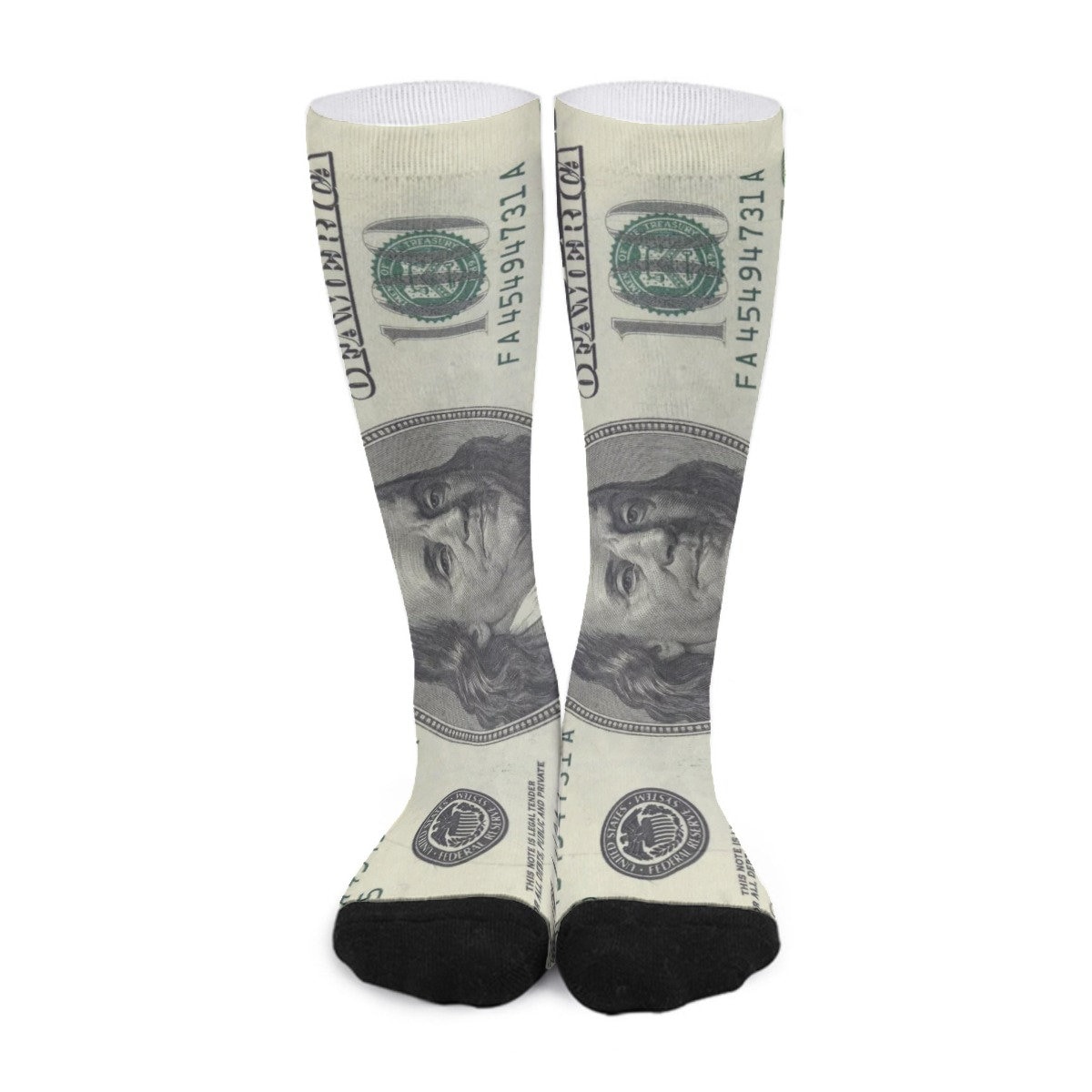 100 Dollar Bill Socks: Novelty Ben Franklin Print, Unisex Long Socks - Etsy