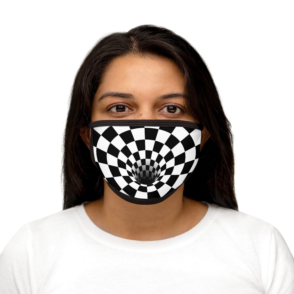 Optical Illusion Mask Checkerboard Chess Black Hole Portal Modern Art ...