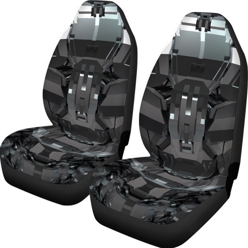 Futuristic Cyberpunk Machine Car Seat Covers - Black & Gray Digital ...