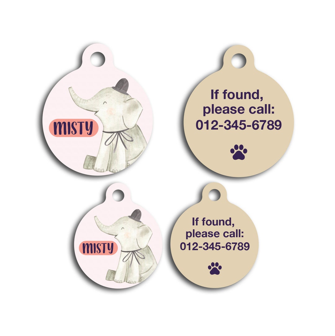 Elephant Pet ID Tags Cat Tag Personalized Pet Tags Dog ID Tag Dog Lost ...