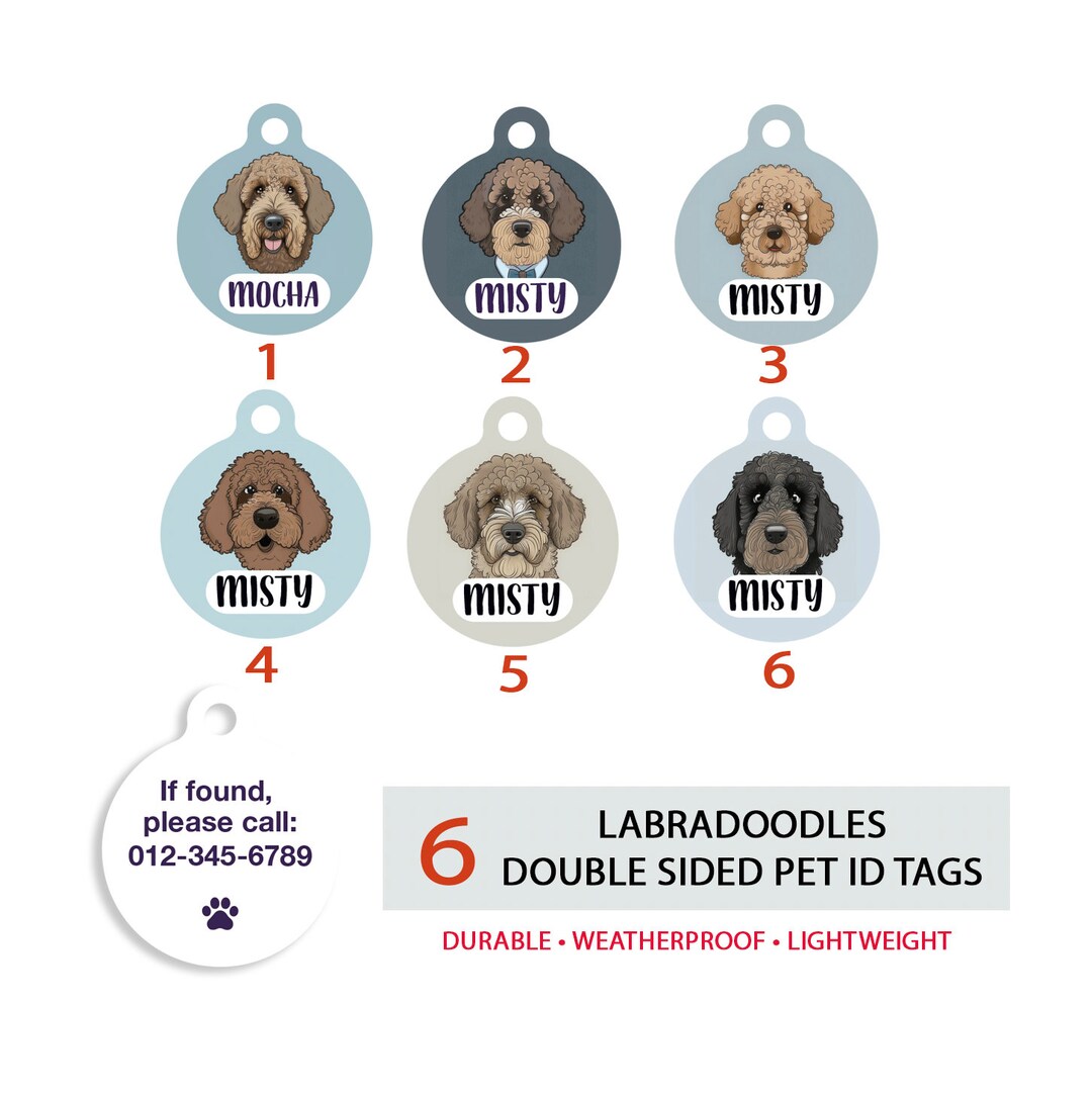 Labradoodle Pet ID Tag: Personalized Dog & Cat Tag, Handmade - Etsy