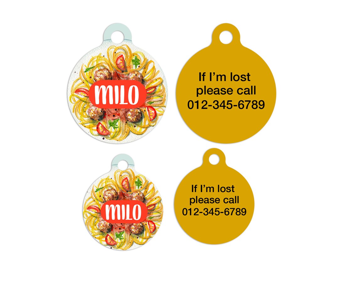 Spaghetti Meatball Pet ID Tag: Personalized Cat or Dog Tag - Etsy