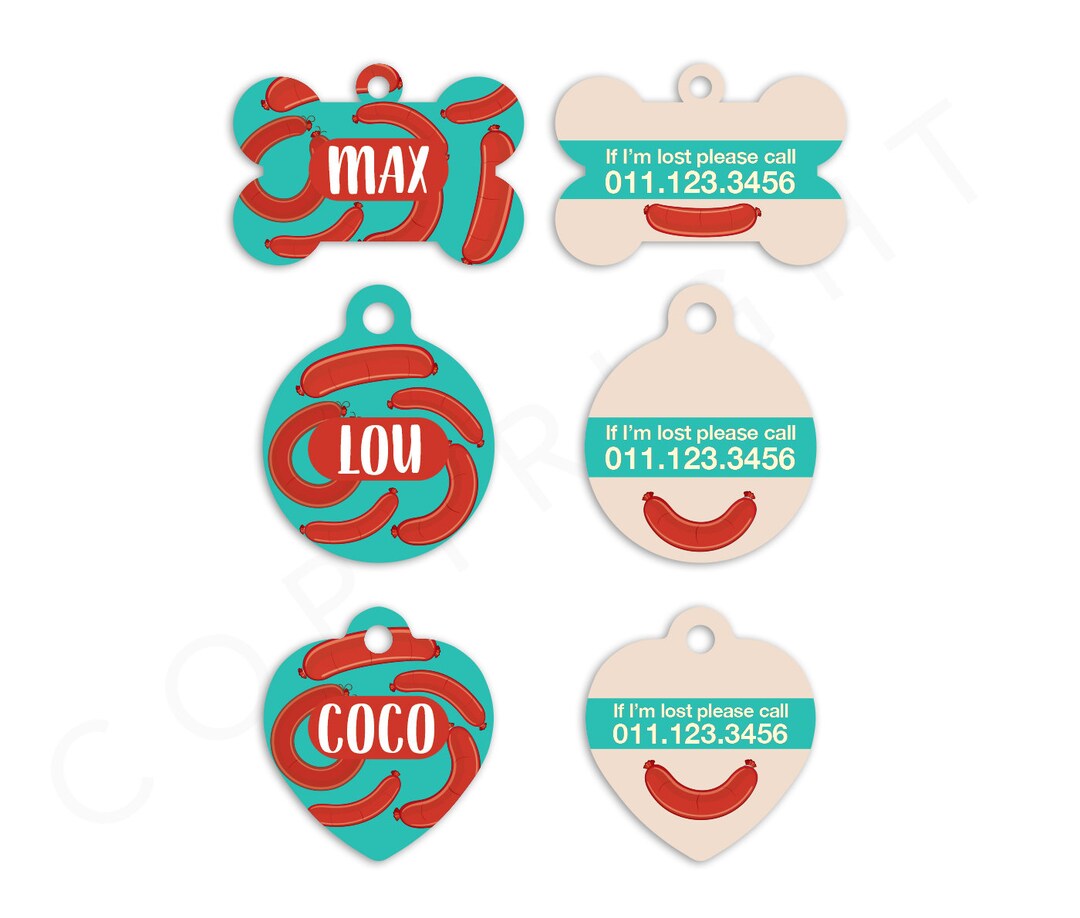 Sausage Pet ID Tags Cat Tag Personalized Pet Tags Dog ID Tag Dog Lost ...