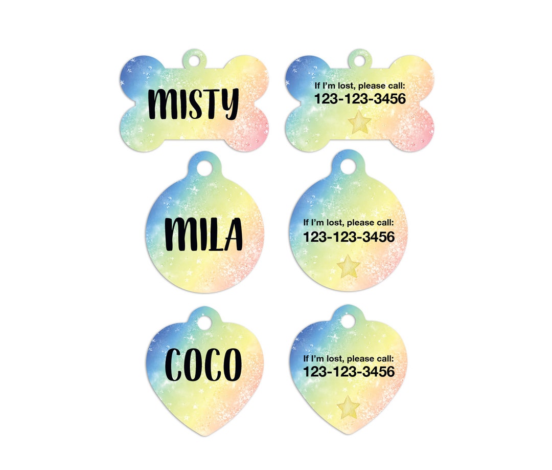 Rainbow Pet ID Tags Etiqueta de gato Etiquetas de mascotas ...