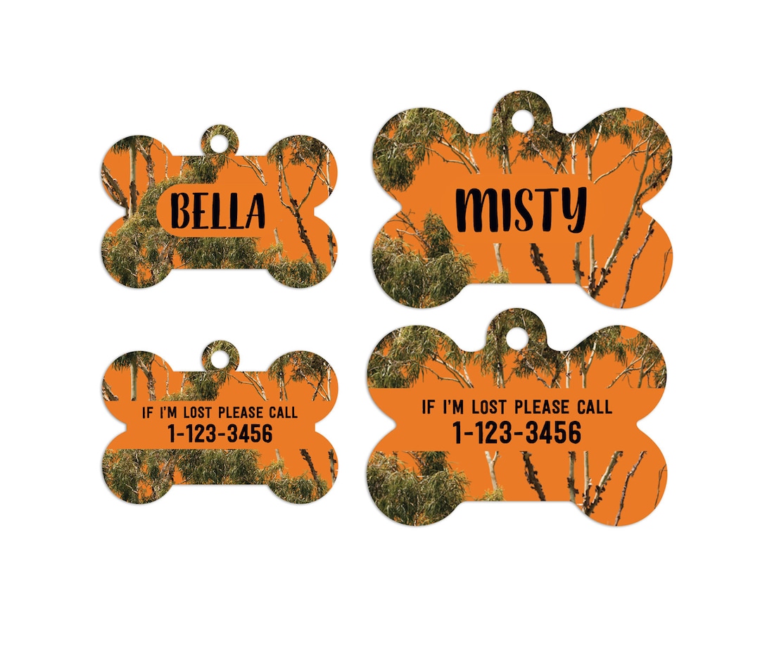 Orange Hunting Dog Camo Pet ID Tags Personalized Pet Tags Dog ID Tag ...