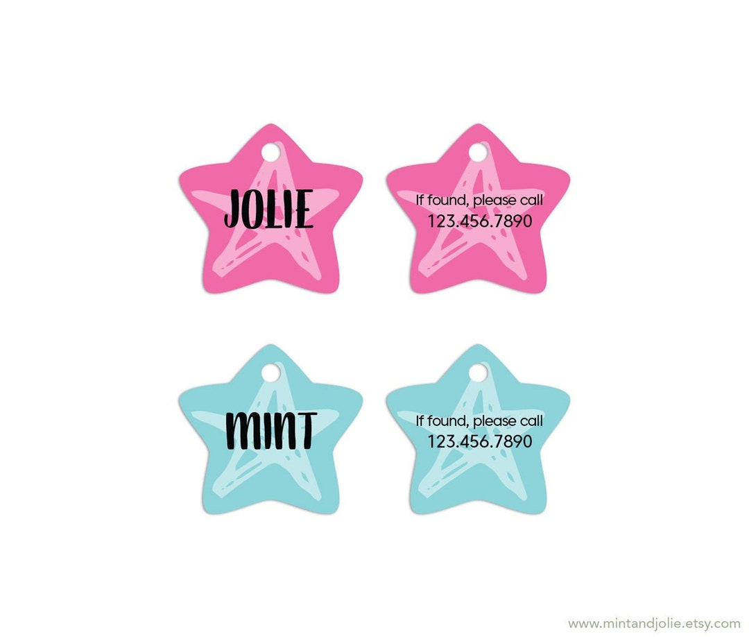 Personalized Star Pet ID Tag: Custom Dog Cat Tag - Etsy