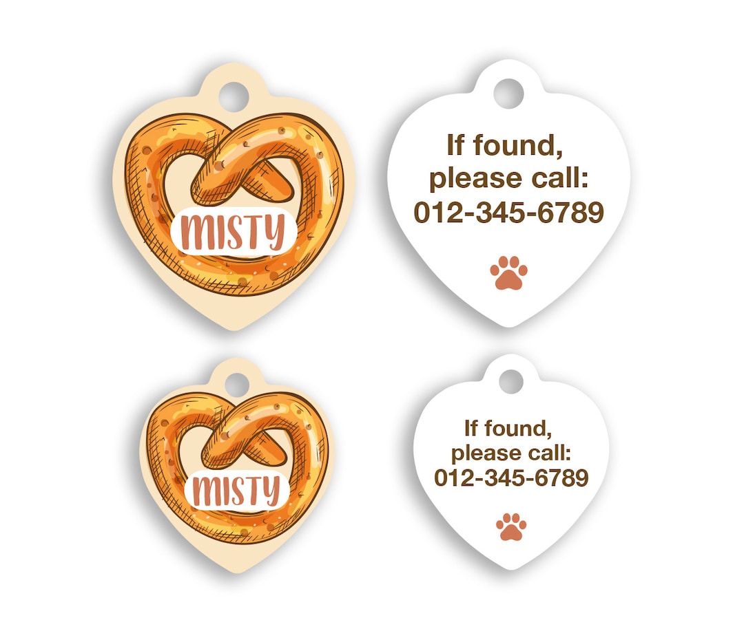 Heart Bakery Pretzel Pet ID Tags Cat Tag Personalized Pet Tags Dog ID ...