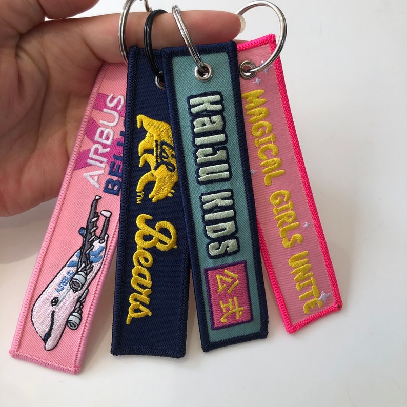Custom Embroidered Keychain: Personalized Fabric Key Tag - Etsy