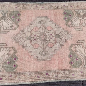 Pink Small Rug, Small Vintage Rug, Small Entry Rug, Bathroom Rug, Small ...