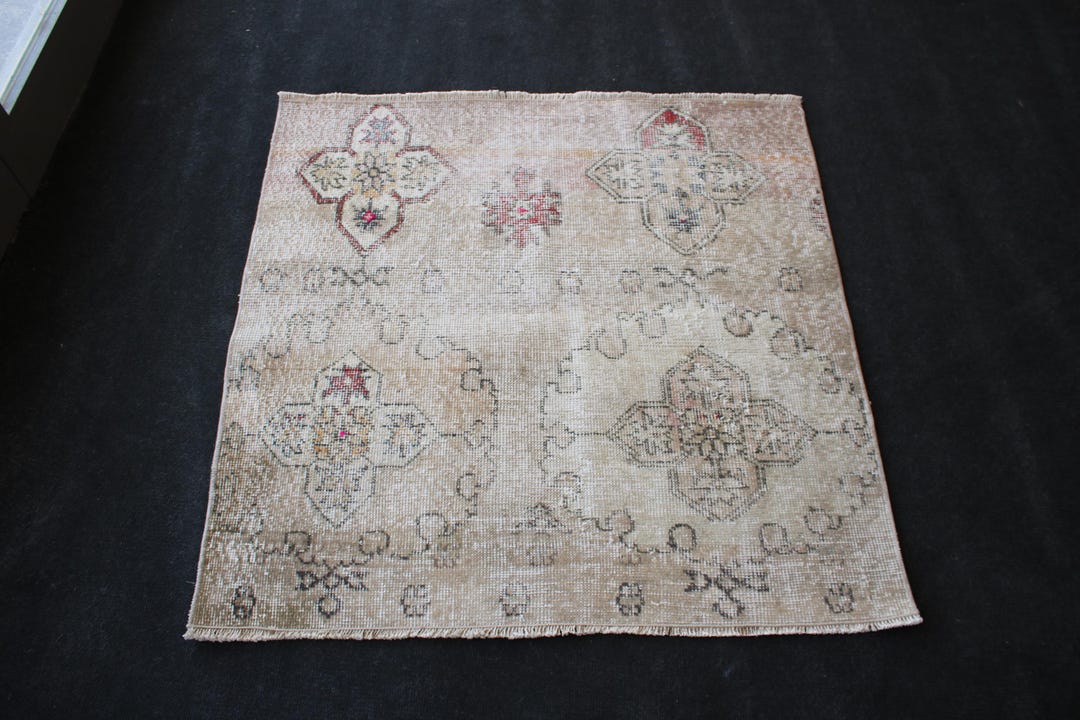 3x3 Beige Square Rug, 3x3 Turkish Rug, Neutral Rug, Kitchen Rug ...