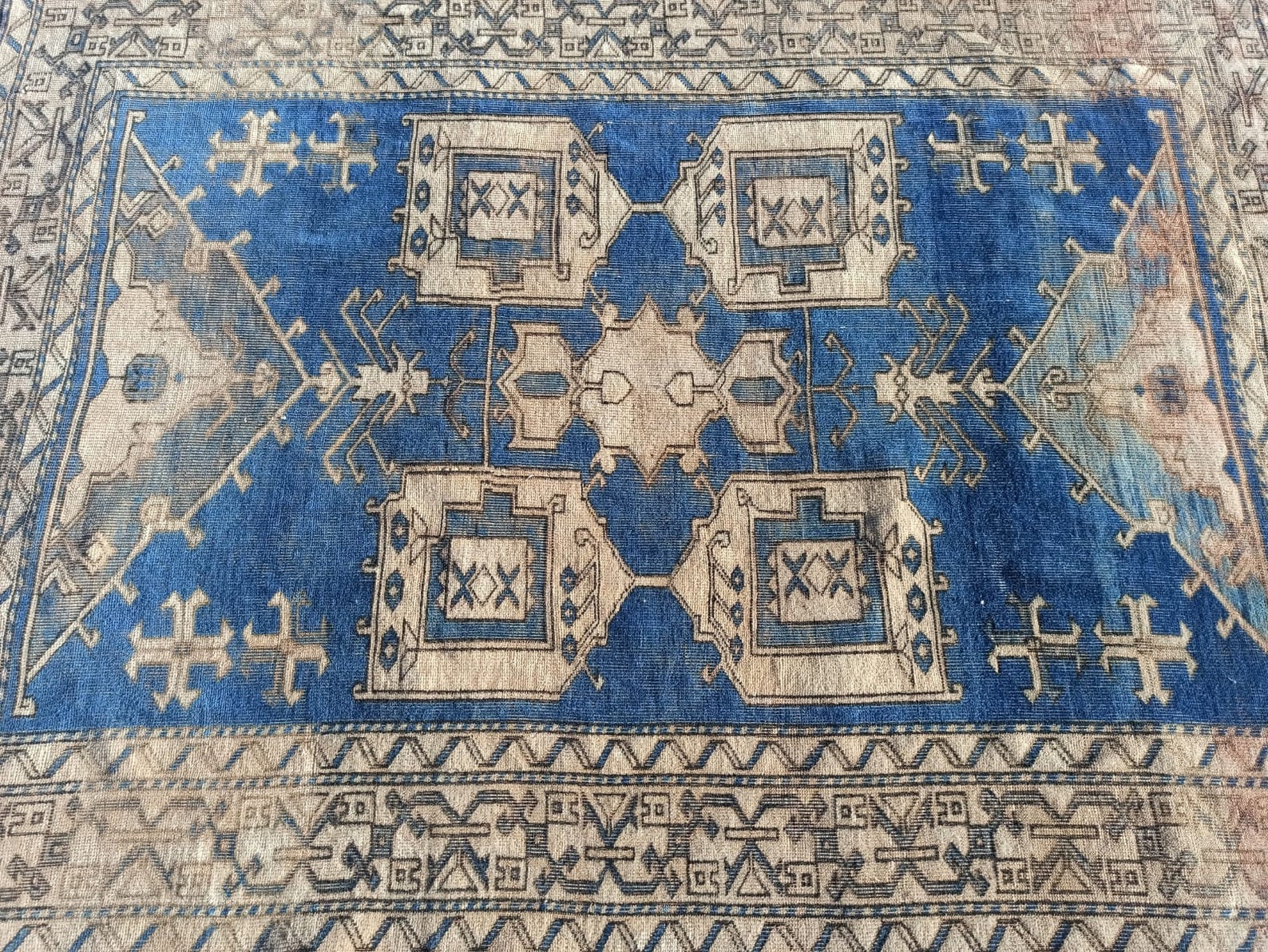 Turkish Blue Area Rug Vintage Rug Handmade Rug Oushak Rug - Etsy