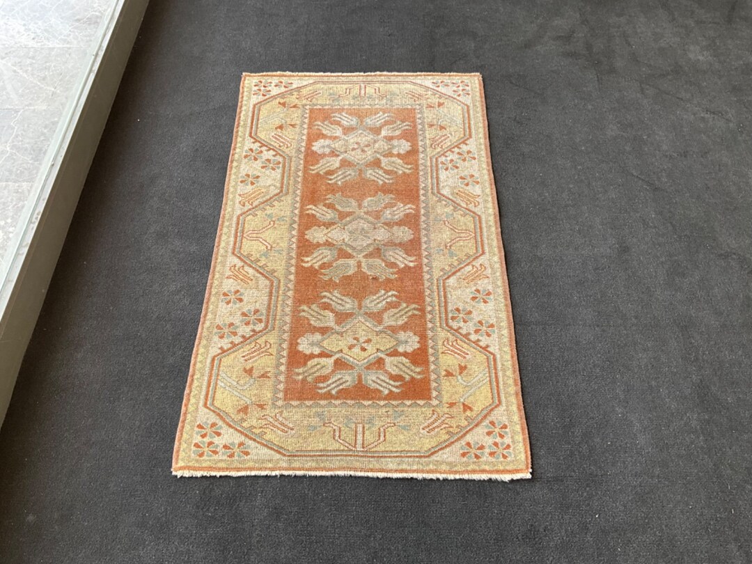 3x4 Entryway Rug, Accent Rug, Red Beige Rug, Handmade Rug, Vintage Rug ...