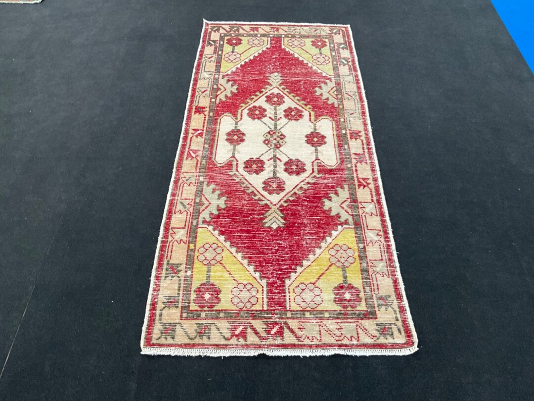 3x6 Red Accent Rug, Home Decor Rug, Antique Rug, Nomadic Rug, Washable ...