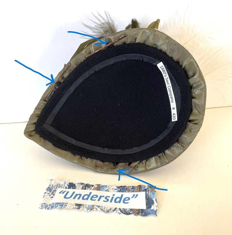 1880's Victorian/civil War Handcrafted Olive Green Jacquard Buckram ...