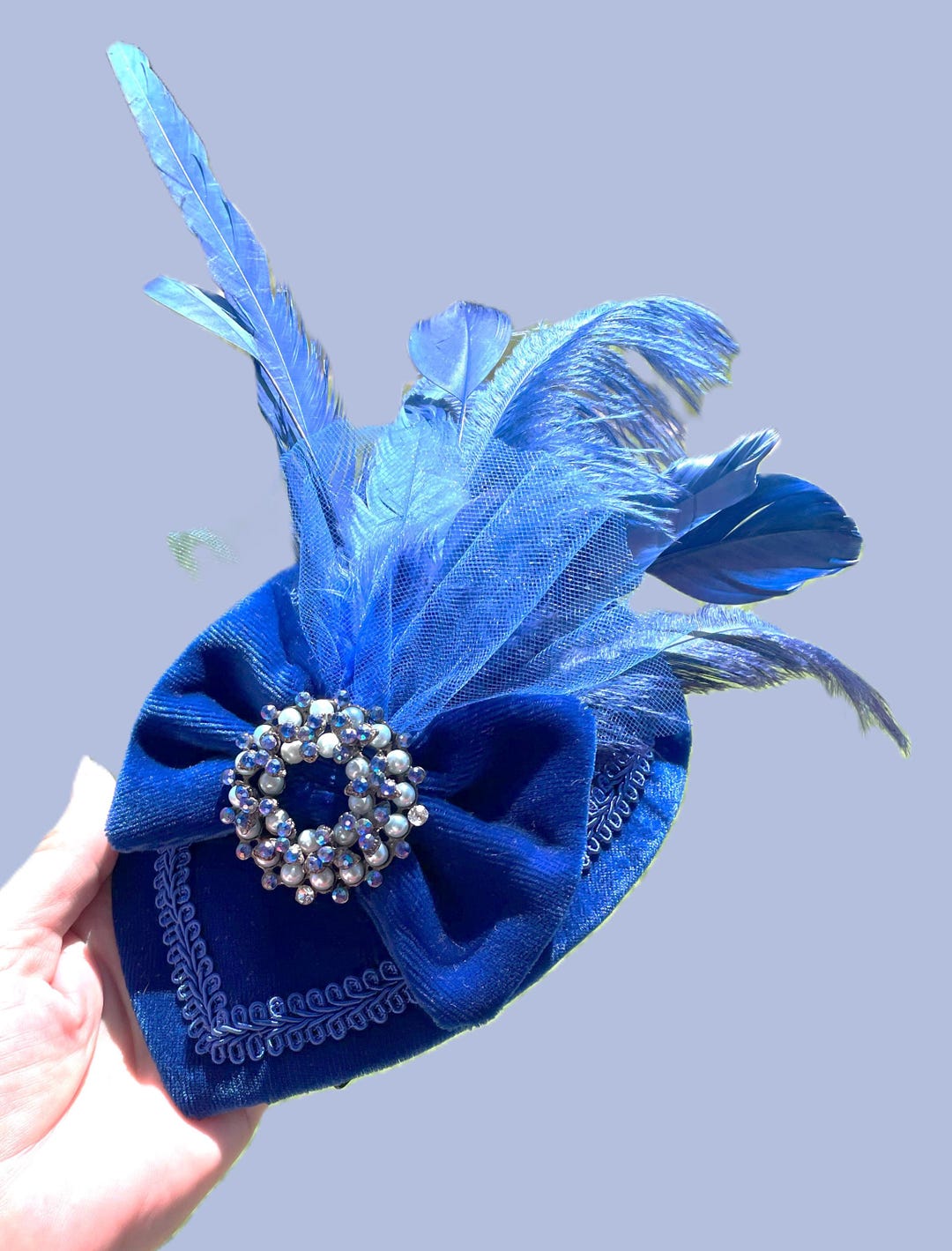 1880's Victorian/civil War Royal Blue Velveteen Buckram Teardrop Hat - Etsy