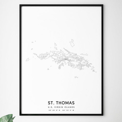 St. Thomas US Virgin Islands Map Print Saint Thomas USVI | Etsy