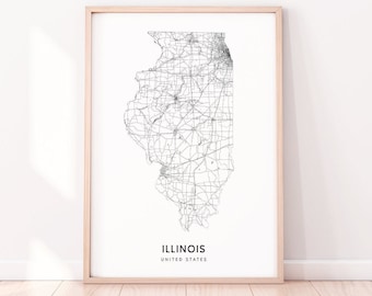 ILLINOIS State Wall Map Large Print Poster 24wx32h - Etsy