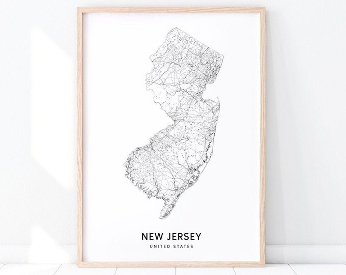 New Jersey State Wall Map Large Print Poster 24x32 - Etsy