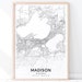 Madison Map Print, Madison Wisconsin Map Art Poster, City Street Road ...
