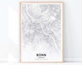 Bonn Map Print Germany Map Art Poster Printable City Street - Etsy