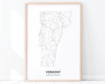 Vermont Printable State Map Illustrated Wall Art Print - Etsy