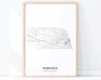 NEBRASKA State Wall Map Large Print Poster 36wx24h - Etsy